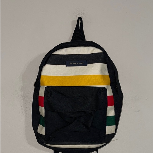 Pendleton | Bags | Pendleton Striped Mini Backpack Black Yellow Red ...